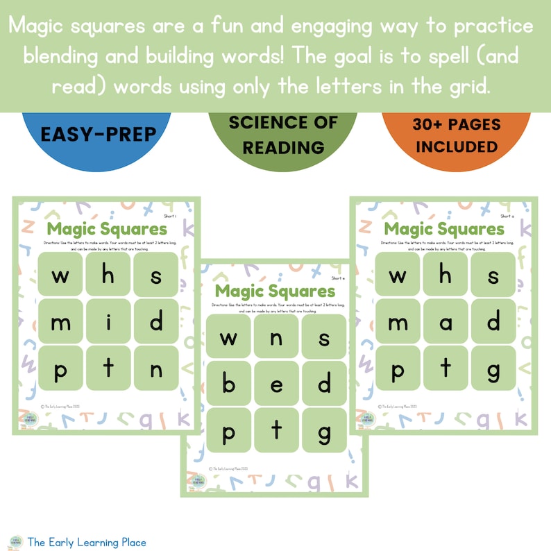 Magic Squares Phonics Gameboards/activity Sheets | Short Vowels, Vowel ...