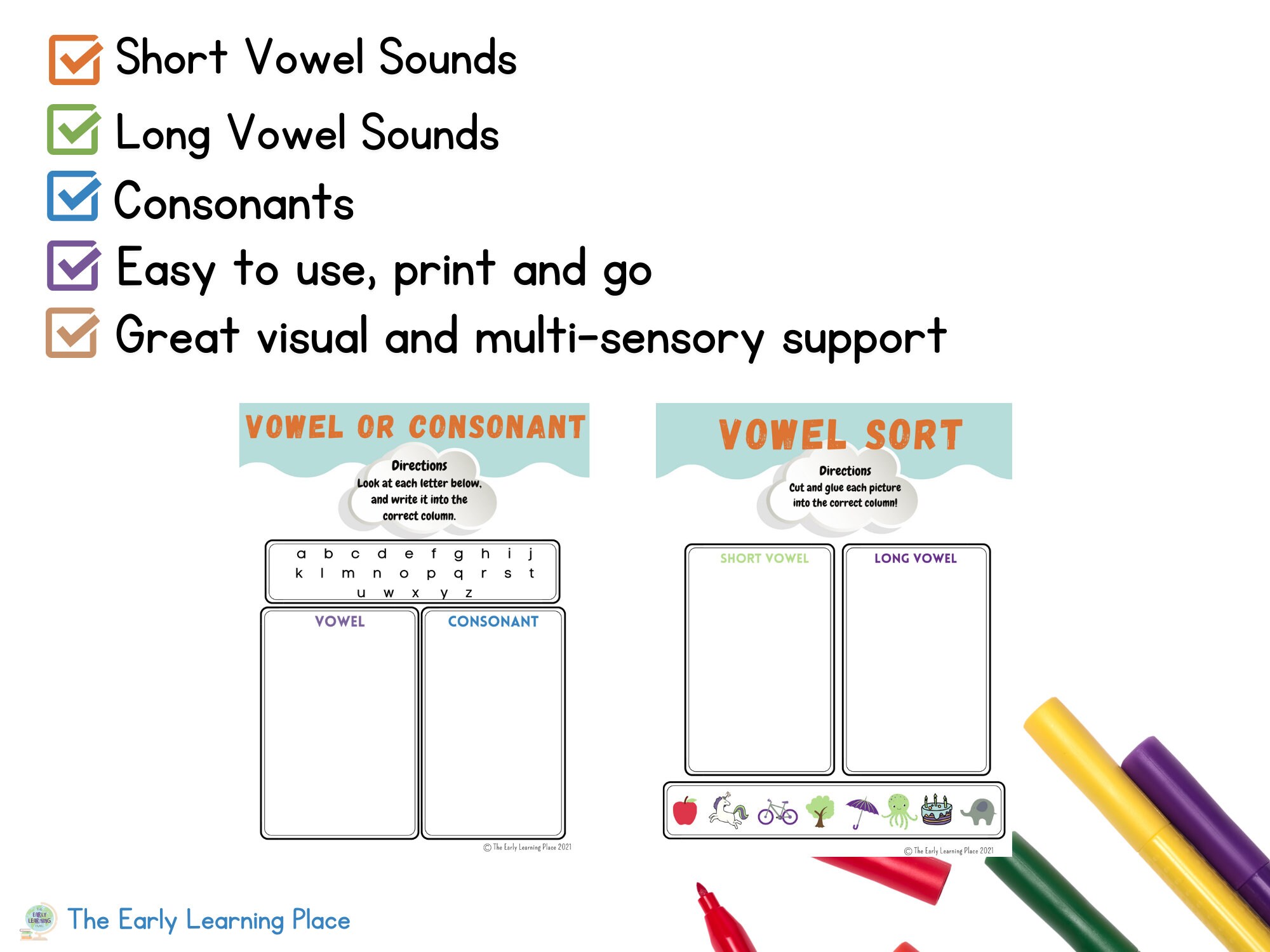 Short and Long Vowel Posters/sorts & Consonant Poster/sort | Alphabet ...