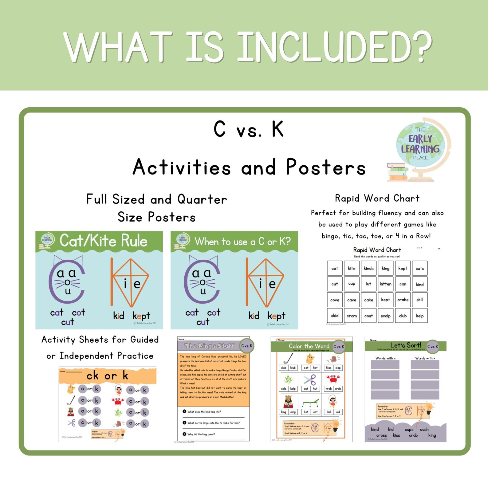 C Vs. K Cat/kite Rule Posters and Activities (digital Download) - Etsy