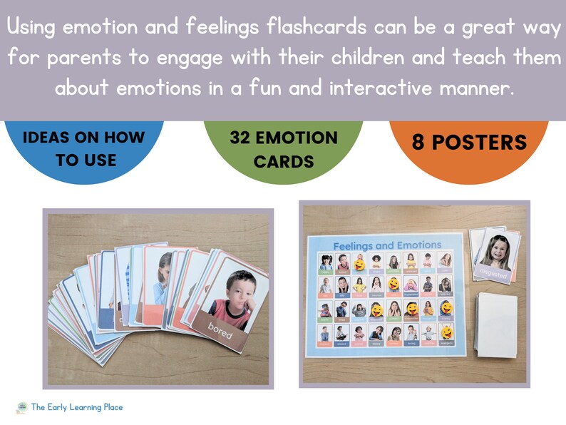 32 Feelings Flashcards for Kids | Montessori Flashcards | Feelings ...