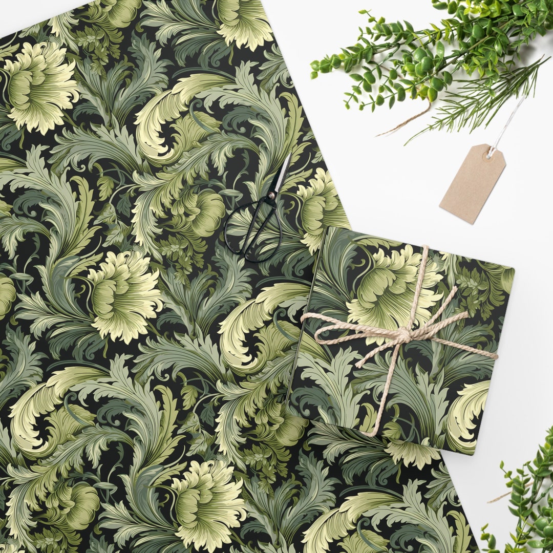 Forest Wrapping Paper Roll Botanical Dark Cottagecore Wrapping Paper ...