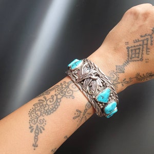 Cuff Bangle Sterling Silver Gifts for Her Mens Cuff, Navajo Turquoise ...
