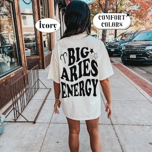 Big Aries Energy Shirt Back Print Comfort Colors Tee Aries Gift ...