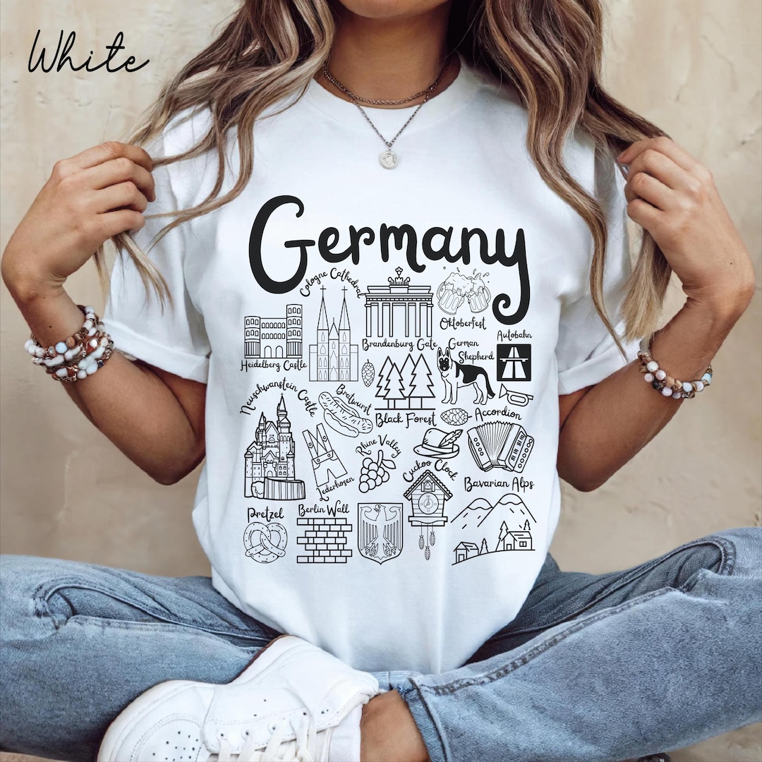Germany Shirt, Germany Doodle Landmarks Unisex Shirt, German Travel ...