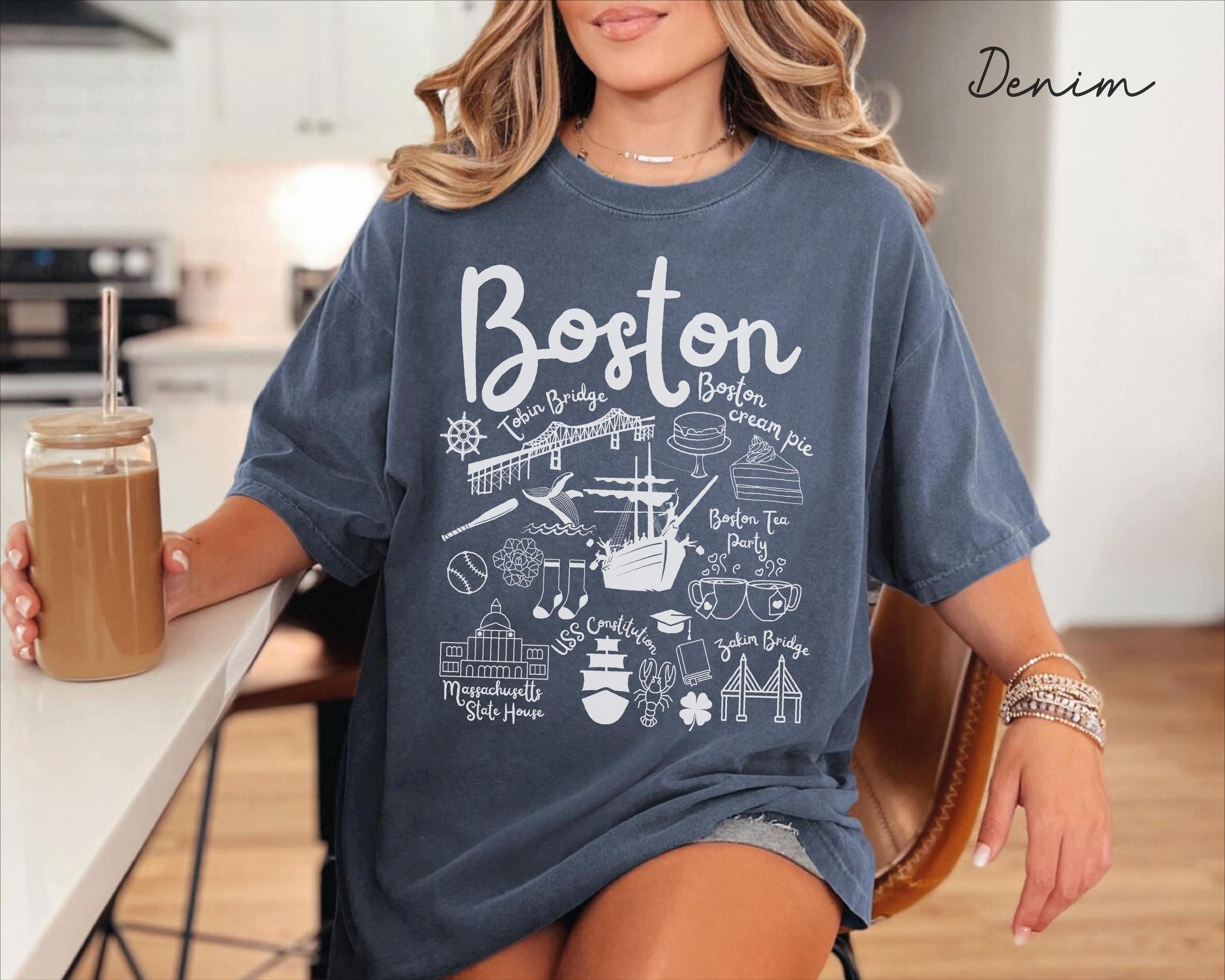 Boston Comfort Colors® Tee Shirt, Boston Doodles Landmarks Unisex Shirt ...