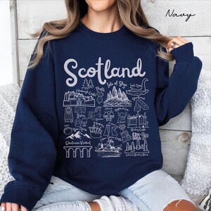 Scotland Sweatshirt, Scotland Landmarks Unisex Crewneck Scotland ...