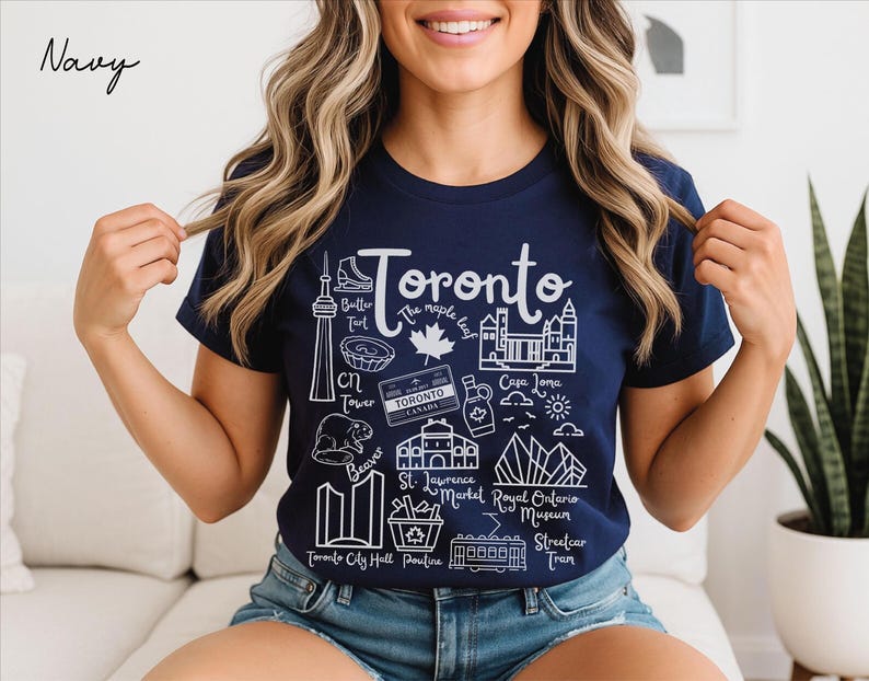 Toronto Shirt, Toronto Doodle Landmarks Unisex Shirt, Canadian Travel ...