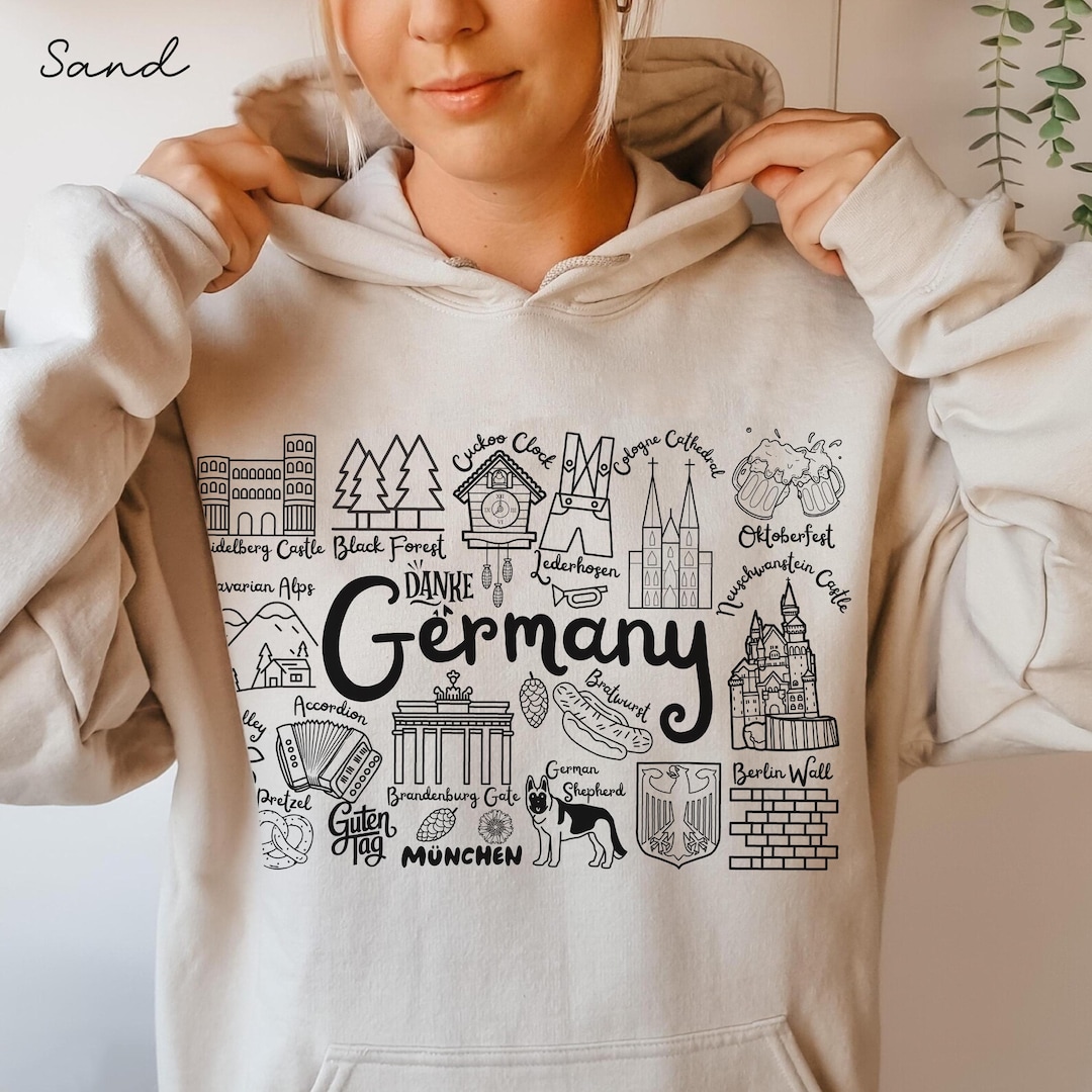Germany Hoodie, Germany Landmarks Unisex Hooded Sweatshirt, Germany ...