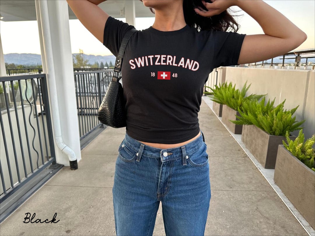 Switzerland Women's Baby Tee, Swiss Flag Y2K T-shirt, Switzerland ...