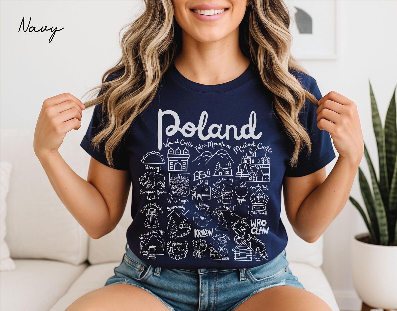 Poland Shirt, Poland Doodle Landmarks Unisex Shirt, Polish Travel Gift ...