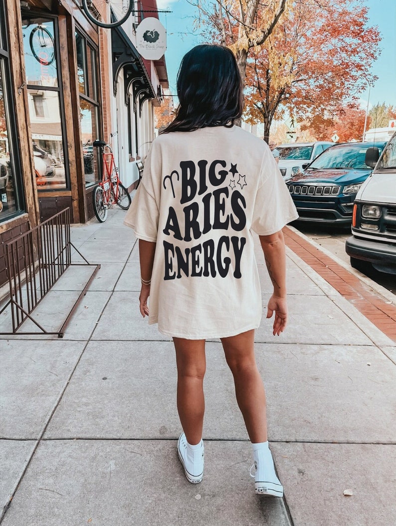 Big Aries Energy Shirt Back Print Zodiac Tee Aries Gift Astrology T ...