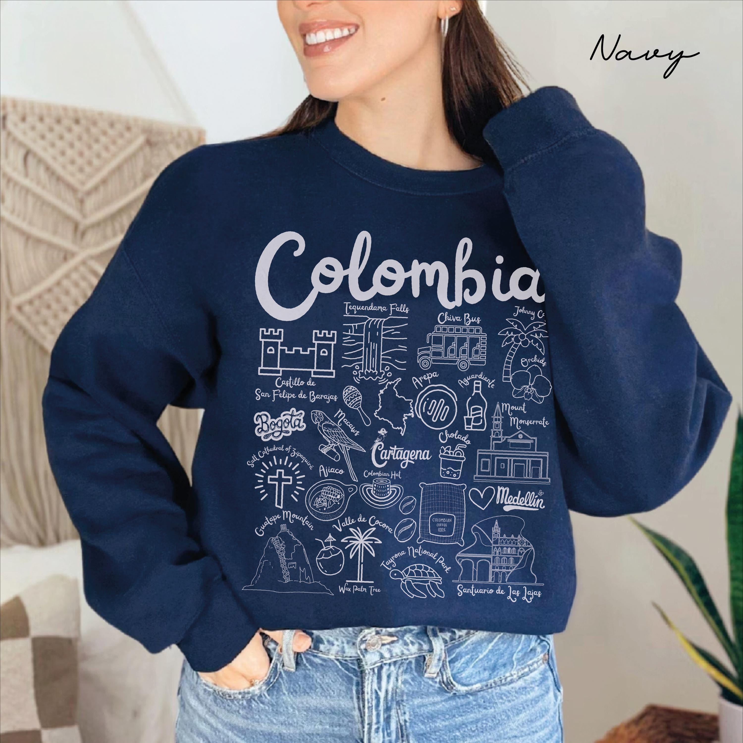 Colombia Sweatshirt, Colombia Landmarks Unisex Crewneck, Colombia ...