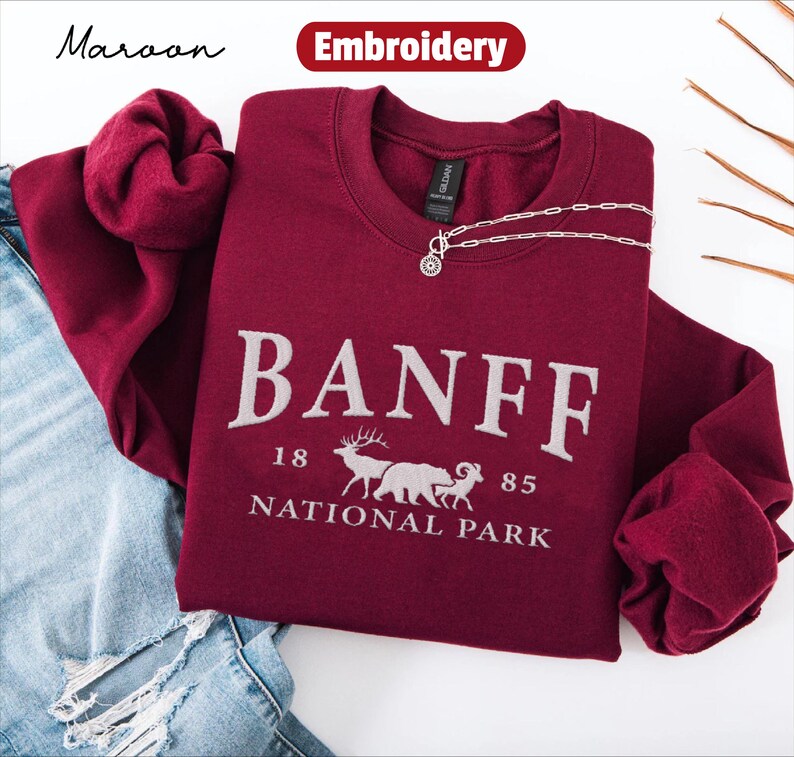 Banff Embroidered Sweatshirt, Alberta Embroidery Crewneck Sweater ...