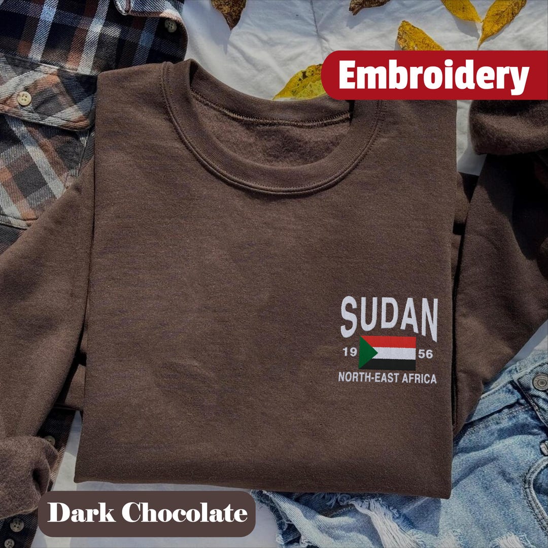 Sudan Embroidered Sweatshirt Sudan Flag Holiday Khartoum the Nile Unisex Vintage Embroidery ...