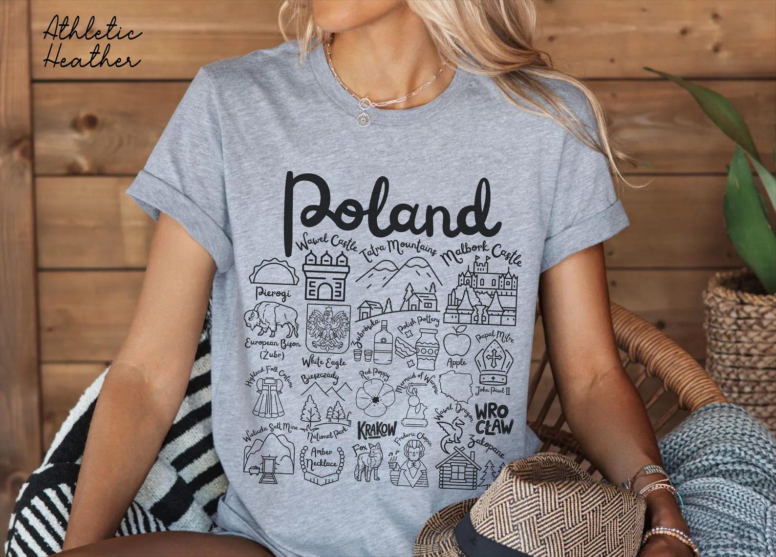 Poland Shirt, Poland Doodle Landmarks Unisex Shirt, Polish Travel Gift ...
