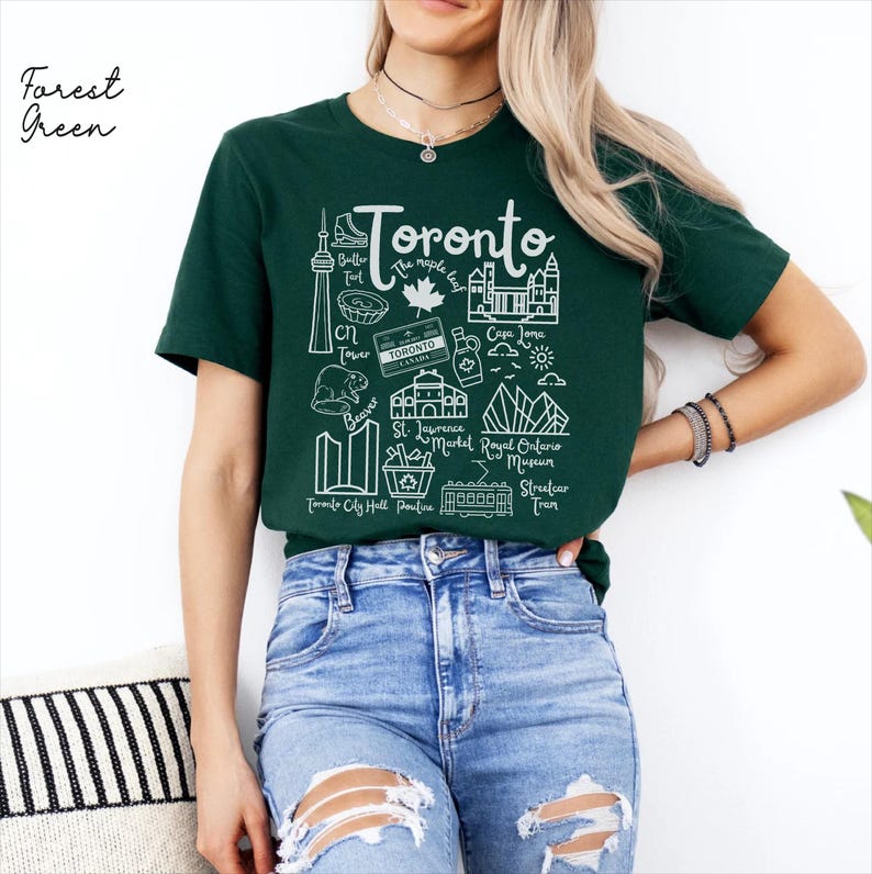 Toronto Shirt, Toronto Doodle Landmarks Unisex Shirt, Canadian Travel ...