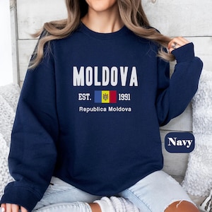 Moldova Sweatshirt,moldova Flag Sweater,soft Cozy Moldova College ...
