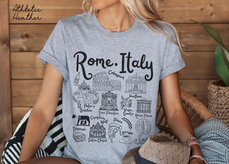 Rome Shirt, Rome Doodle Landmarks Unisex Shirt, Italian Travel Gift ...