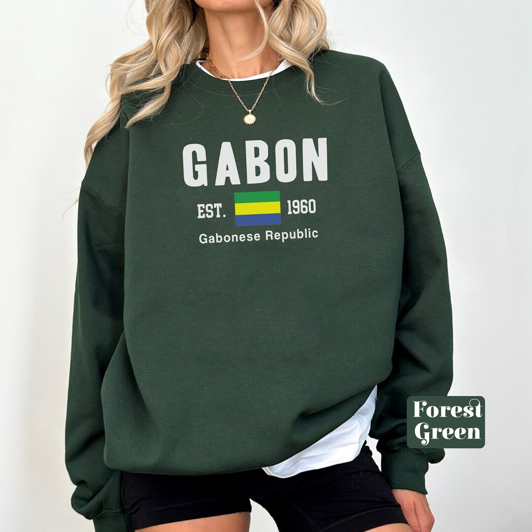 Gabon Sweatshirt,gabon Flag Sweater,soft Cozy Gabon College Pullover ...