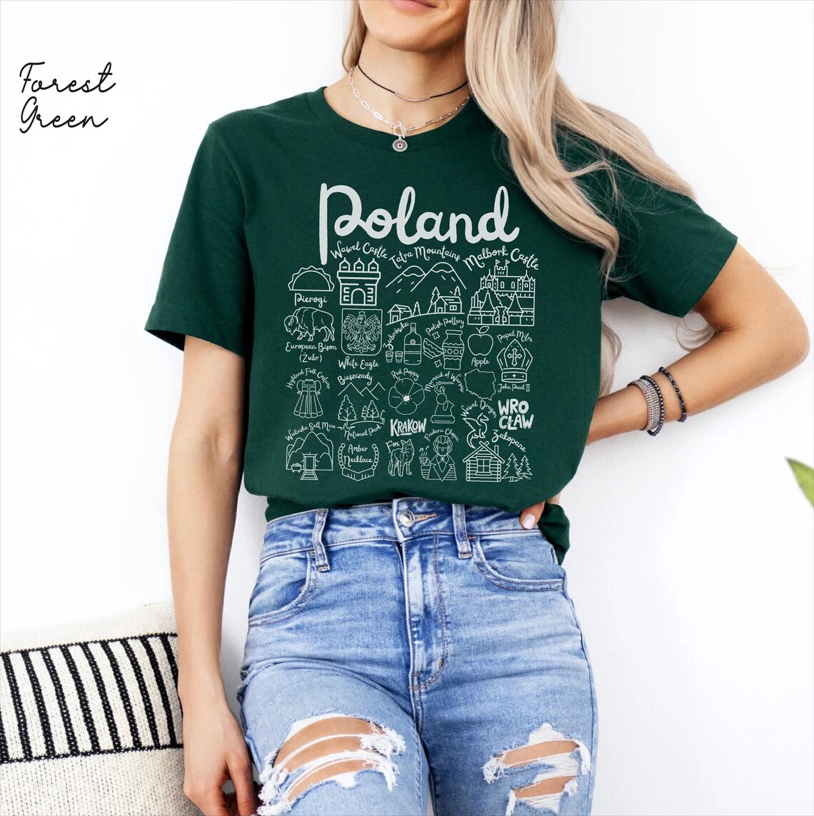 Poland Shirt, Poland Doodle Landmarks Unisex Shirt, Polish Travel Gift ...