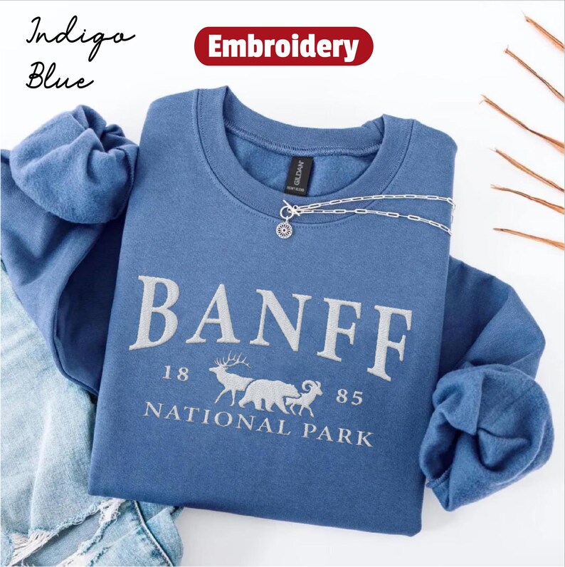 Banff Embroidered Sweatshirt, Alberta Embroidery Crewneck Sweater ...