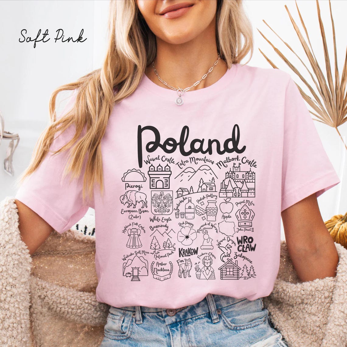 Poland Shirt, Poland Doodle Landmarks Unisex Shirt, Polish Travel Gift ...