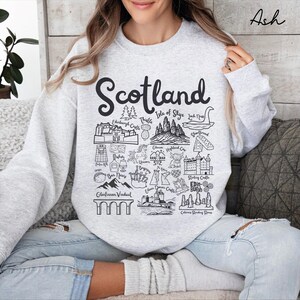 Scotland Sweatshirt, Scotland Landmarks Unisex Crewneck Scotland ...