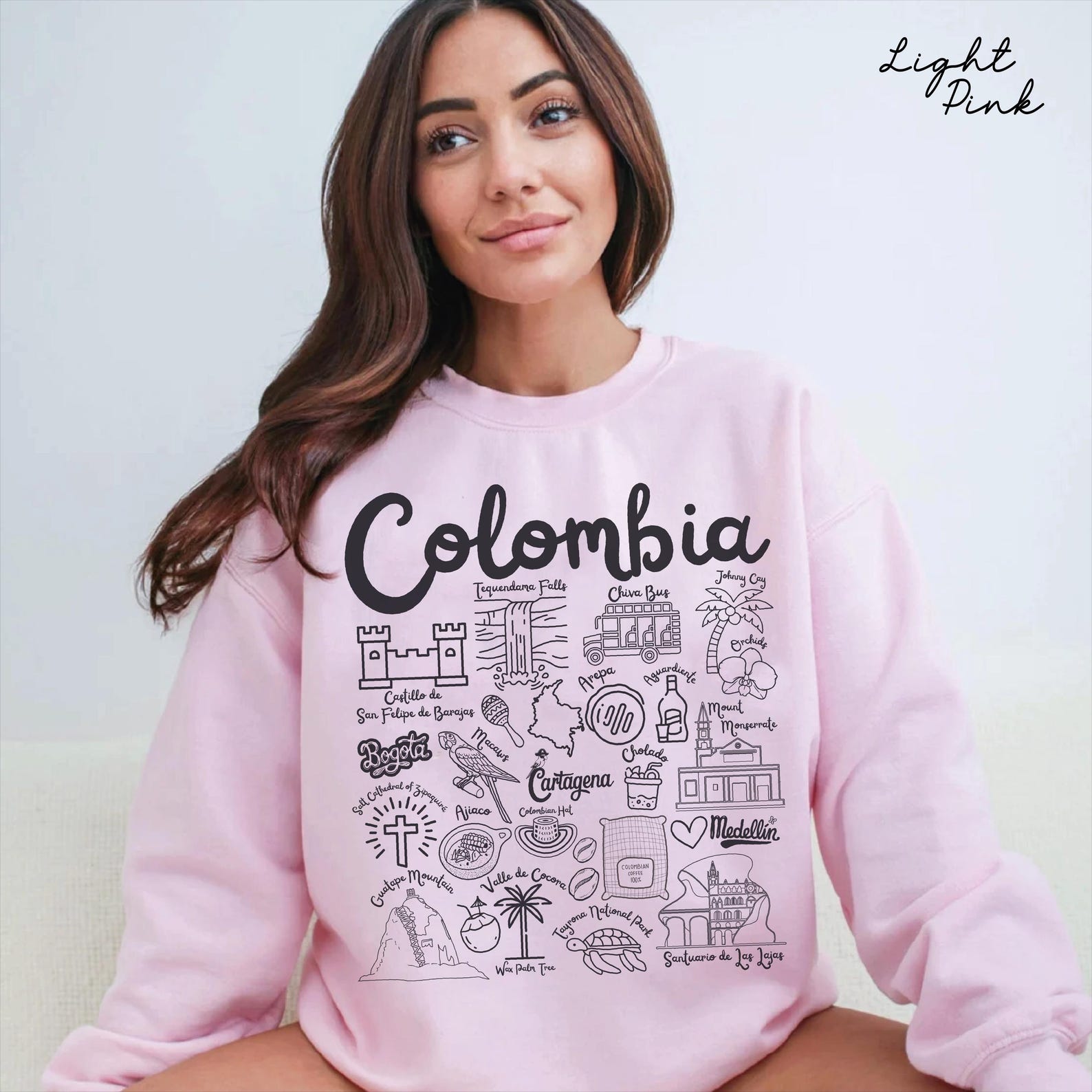 Colombia Sweatshirt, Colombia Landmarks Unisex Crewneck, Colombia ...