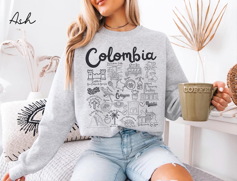 Colombia Sweatshirt, Colombia Landmarks Unisex Crewneck, Colombia ...