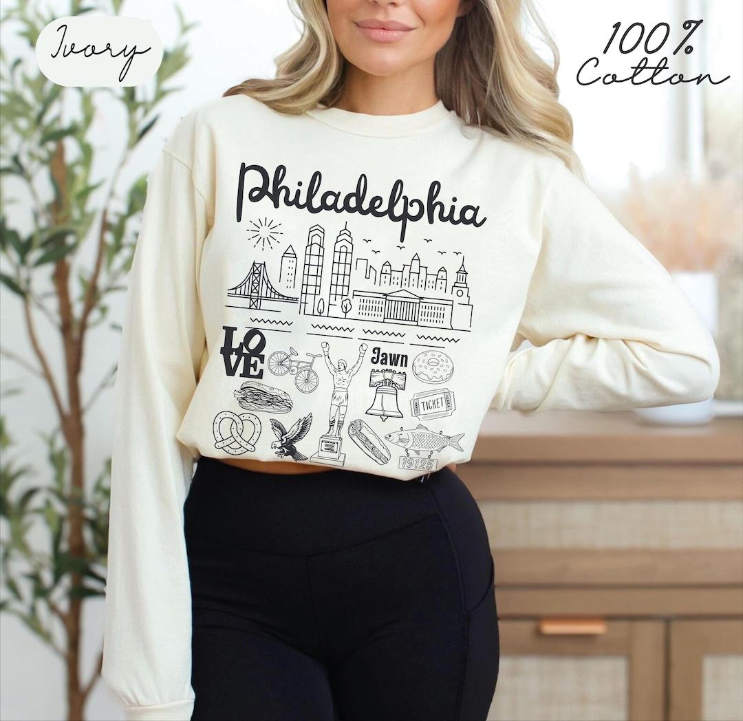 Philadelphia Landmarks Comfort Colors® Long Sleeve Tee, Philadelphia ...