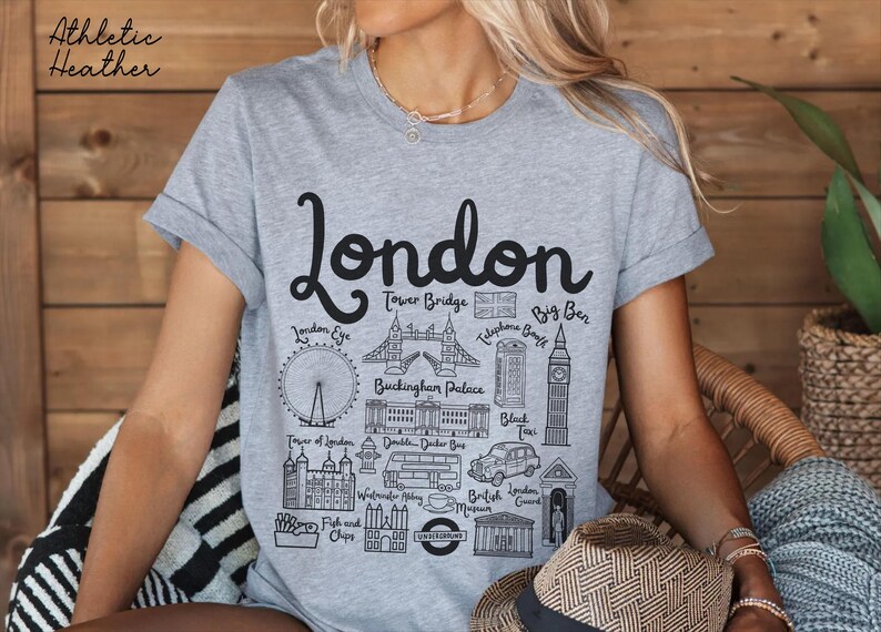 London Shirt, London Doodle Landmarks Unisex Shirt, British Travel Gift ...