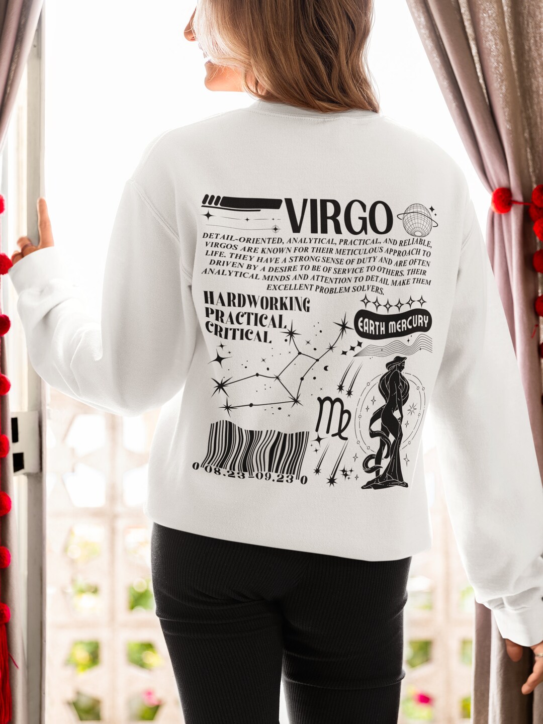 Y2K Virgo Zodiac Sign Sweatshirt, Retro Virgo Astrology Crewneck ...