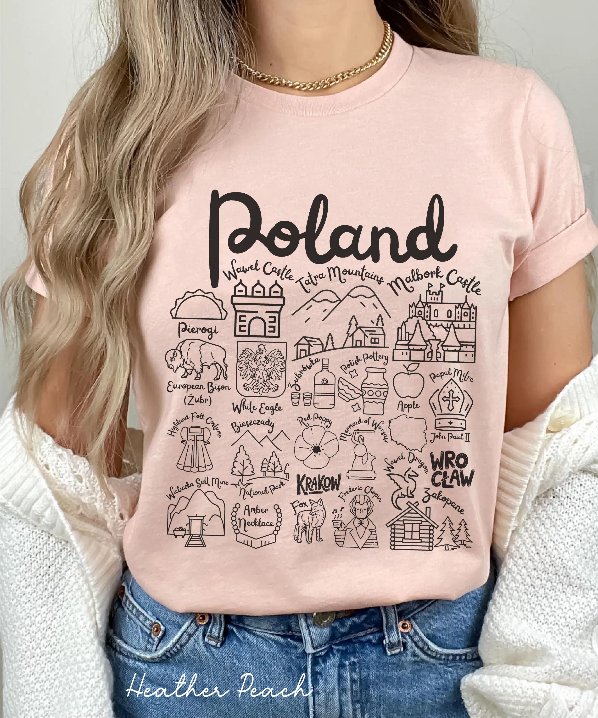 Poland Shirt, Poland Doodle Landmarks Unisex Shirt, Polish Travel Gift ...