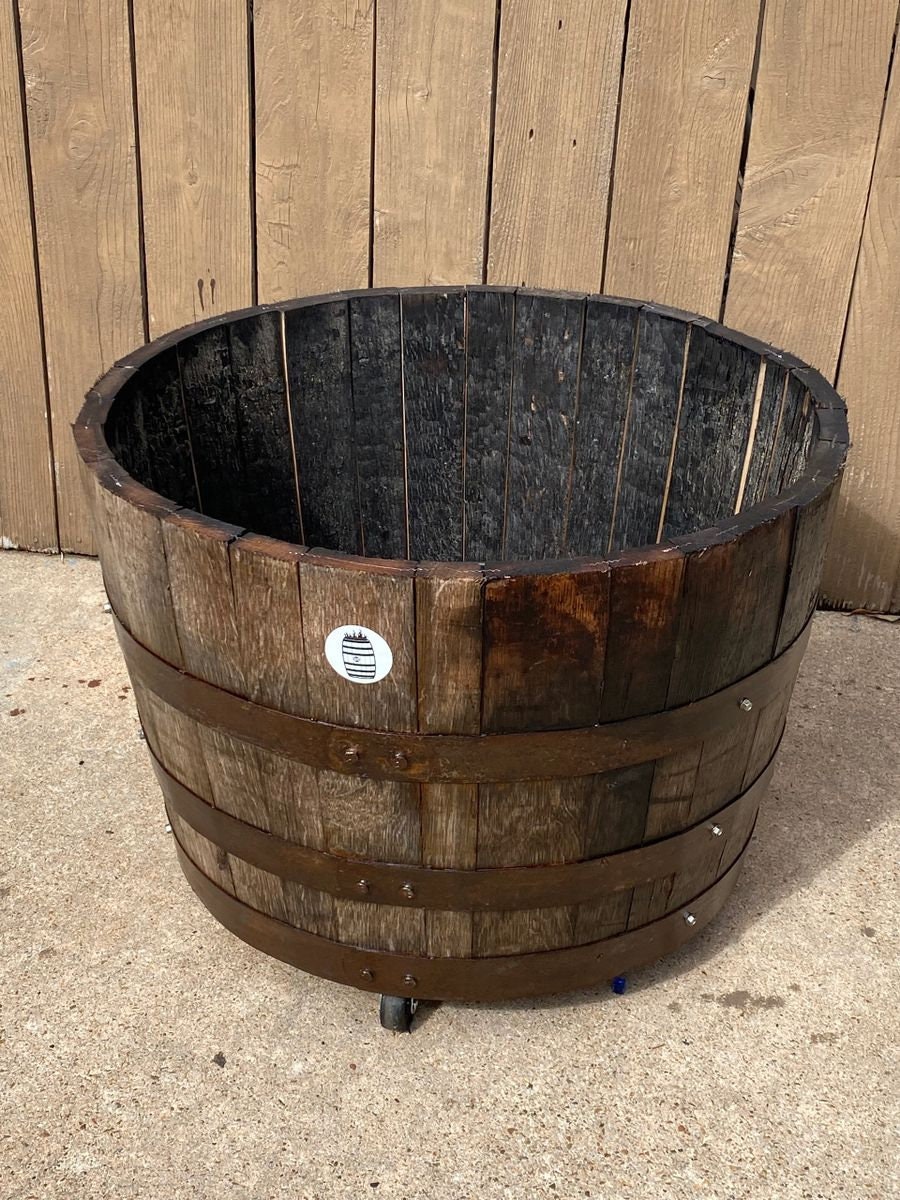 Whiskey Barrel Planter on Caster Wheels - Etsy
