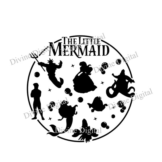 The Little Mermaid Title Black And White
