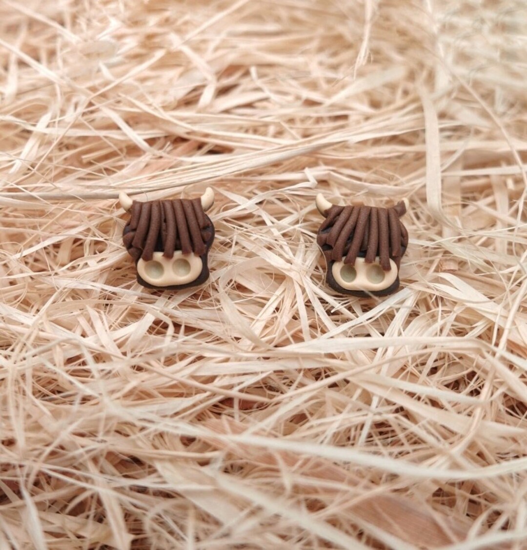 HIGHLAND COW EARRINGS | A-moo-zing Cow Stud Earrings | Handmade With ...