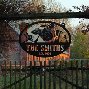 Farmhouse Homestead Family Sign Hanging Farm Ranch Metal Sign Custom ...