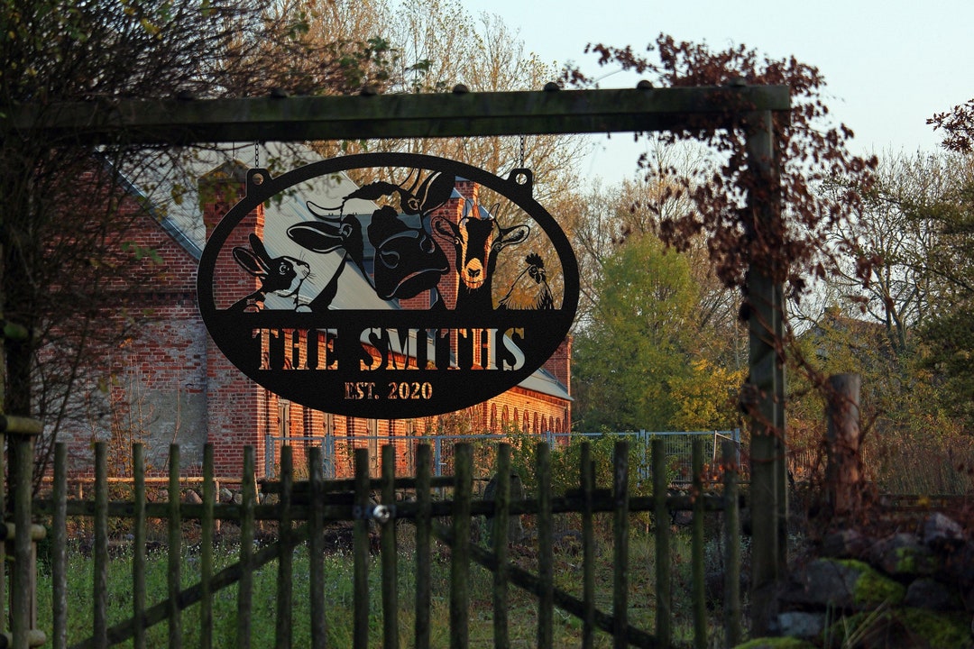Farmhouse Homestead Family Sign Hanging Farm Ranch Metal Sign Custom ...