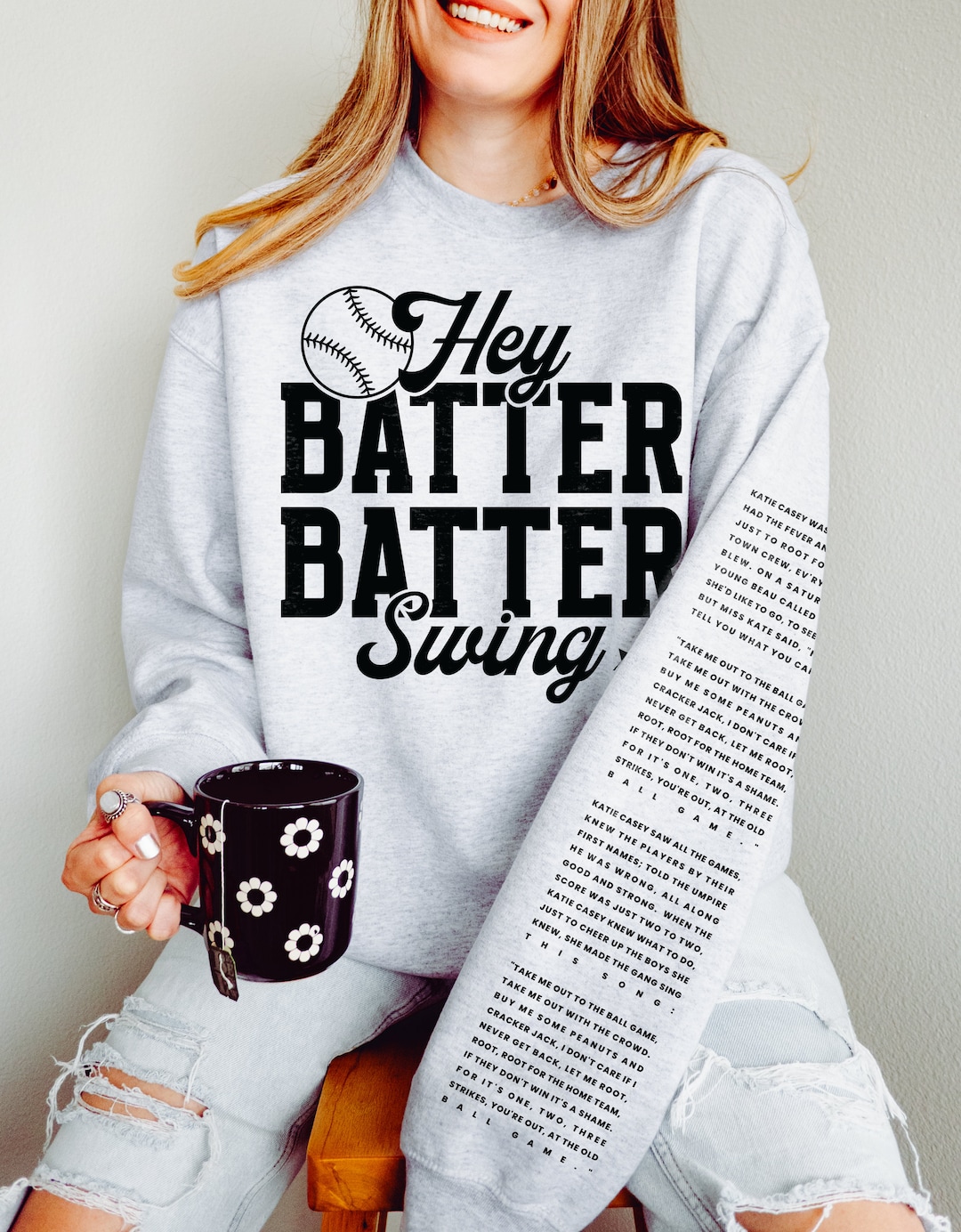 Baseball Sweatshirt Base Baller Mom Tball Crewneck Baseball Pullover ...