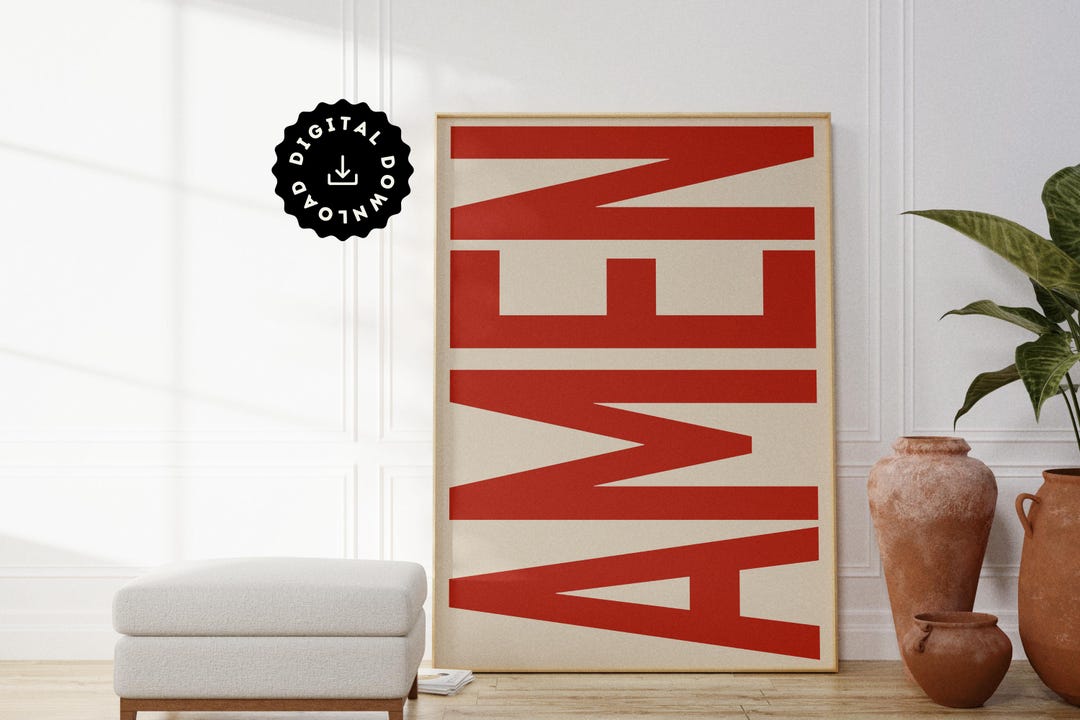 Amen Print Digital Download Jesus Typography Poster Trendy Christian ...