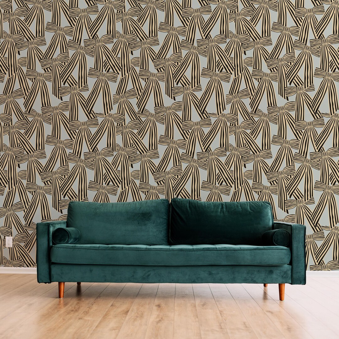 Ribbon Wallpaper Peel and Stick Coquette Bow Wallpaper Reusable ...