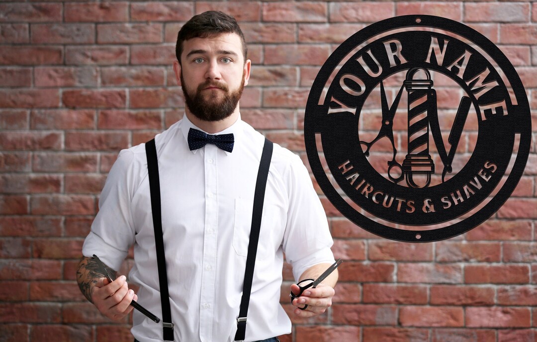 Personalized Barber Shop Metal Sign Gift for Dad Custom Gift for Barber ...