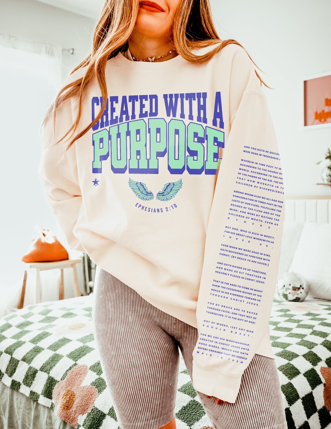 Christian Clothing Created With a Purpose Christian Cotton Sweatshirt ...