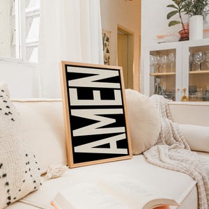 Amen Print Typography Poster Trendy Christian Wall Art Retro Poster ...