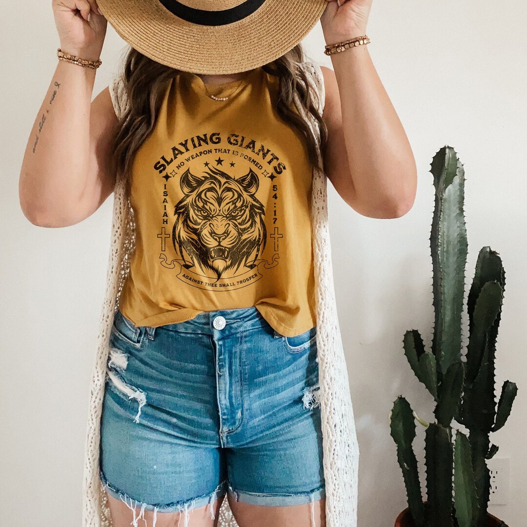 Christian Tank Top Slaying Giants Christian T Shirts Gift for Her ...