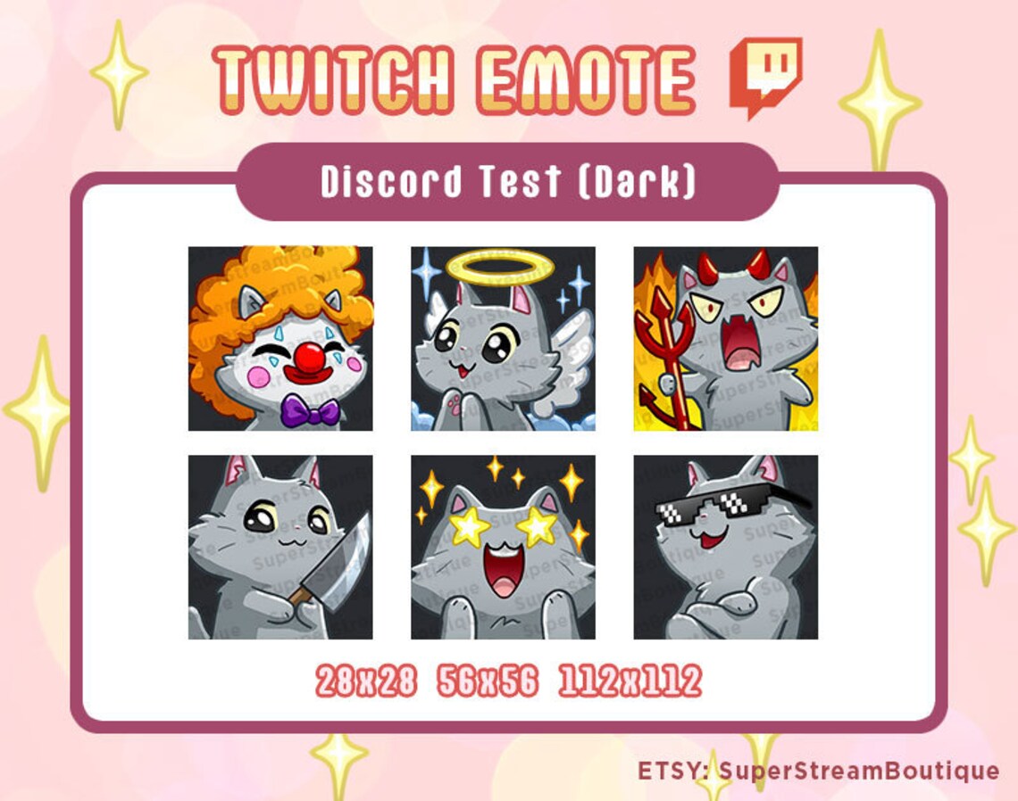 Twitch Emotes Gray Cat Pack 7, Cute Twitch Emote Set, Emoji Discord ...