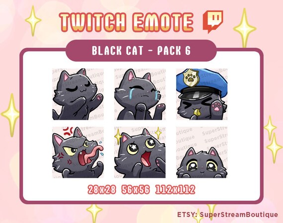 Twitch Emotes Black Cat Pack 6 Cute Twitch Emote Set Kawaii - Etsy