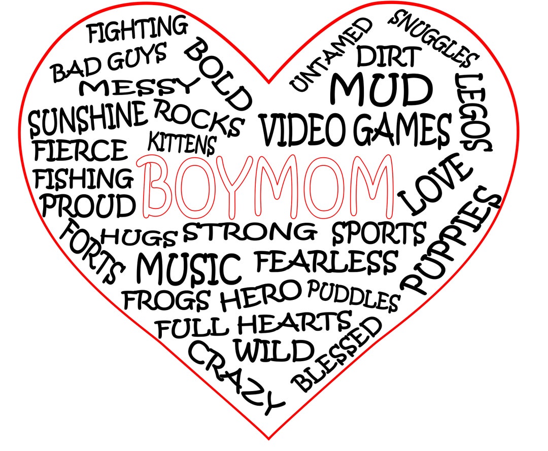 Boy Mom Heart PNG - Etsy