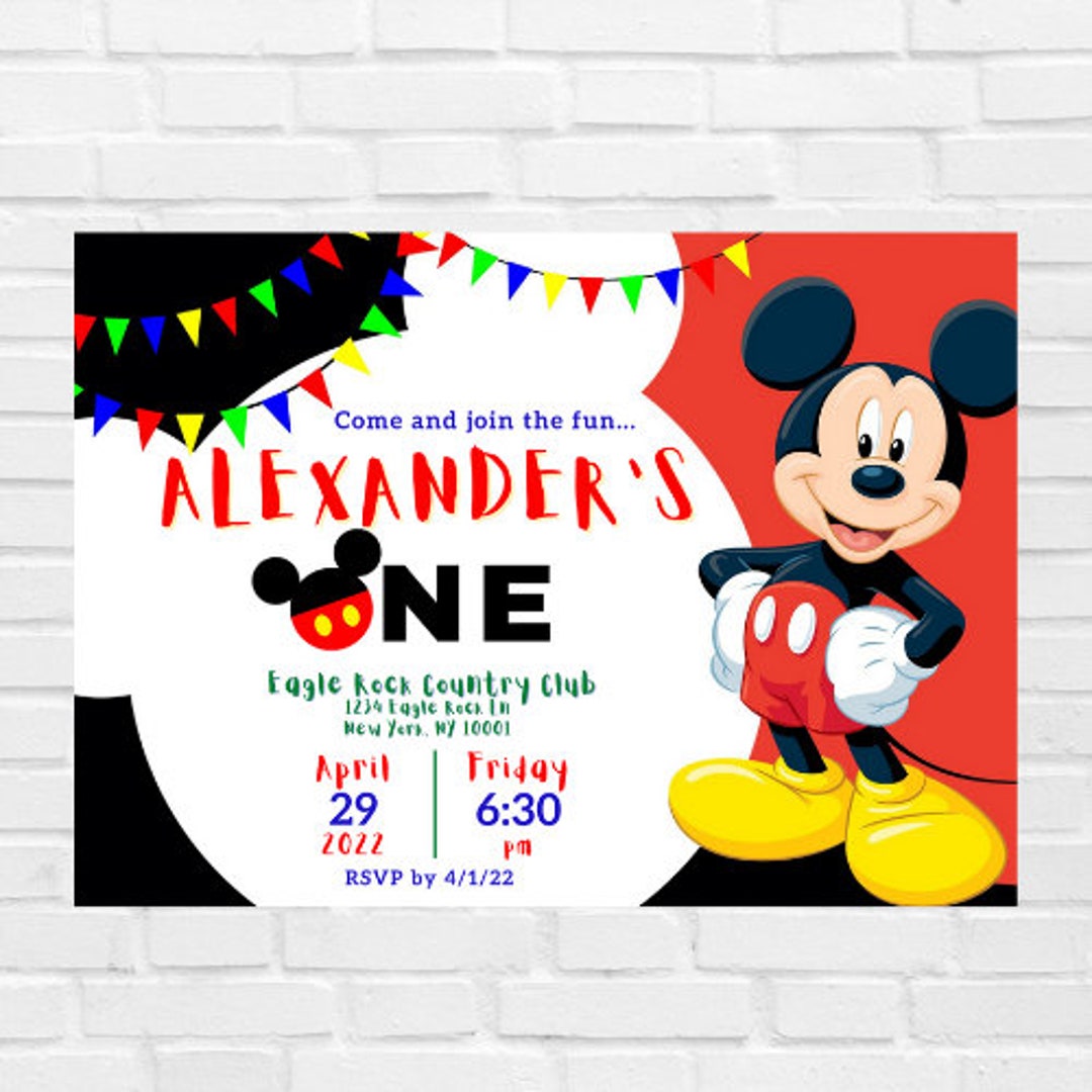 Mickey Mouse Digital Invitation - Etsy
