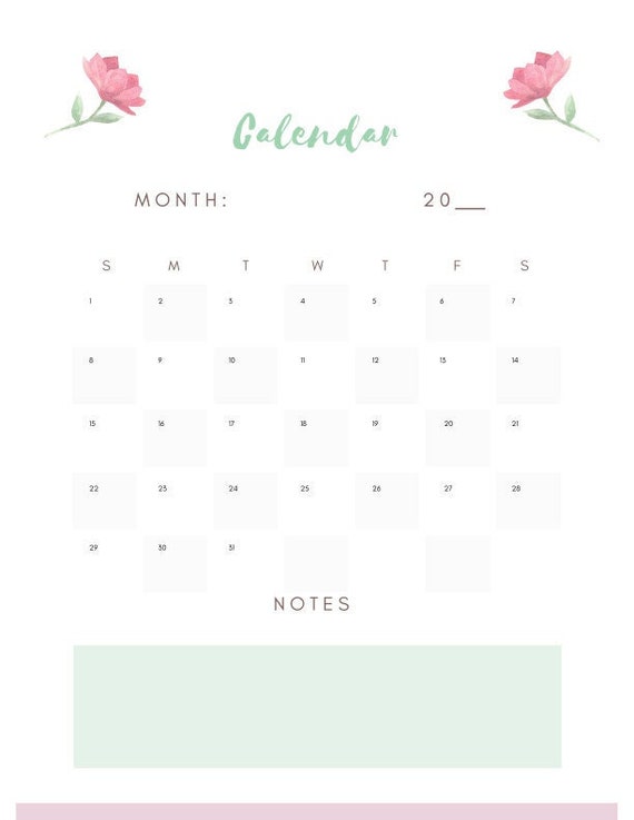Printable Calendar | Etsy